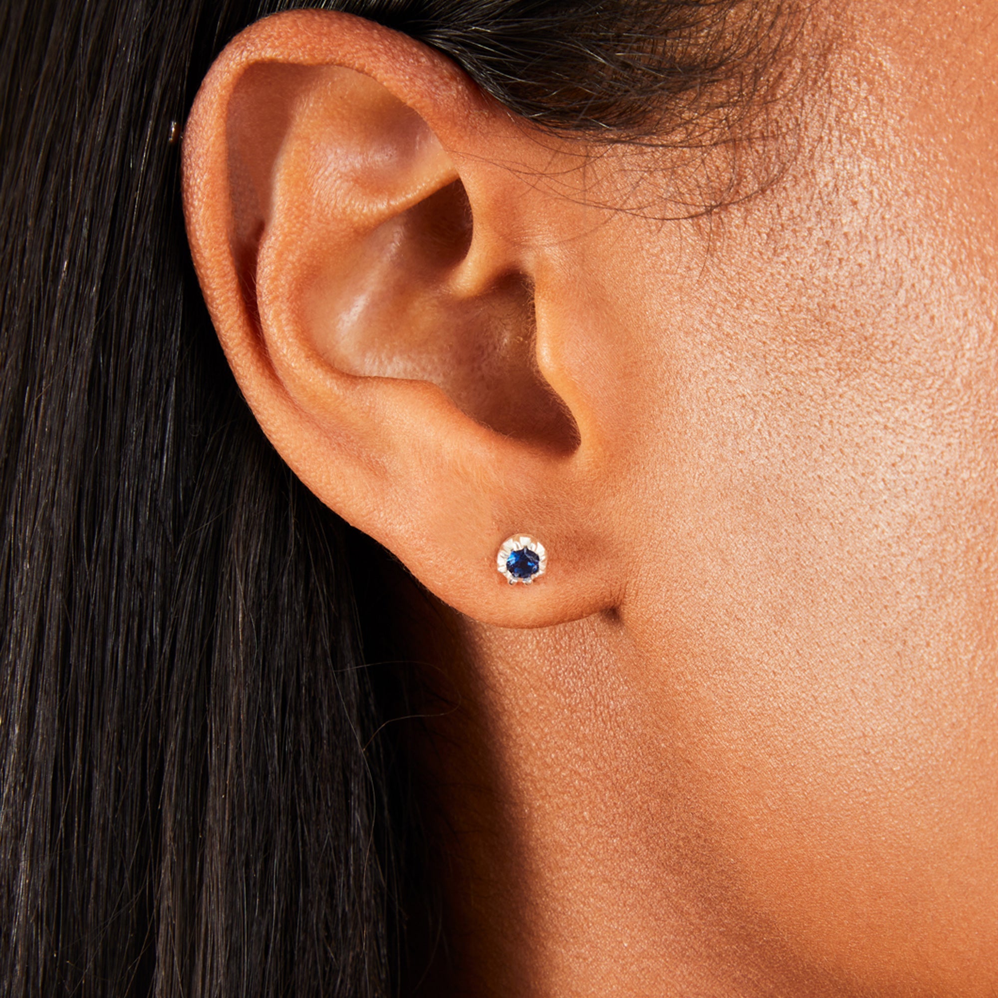 Buy Sterling Silver Navy Blue Stone Stud Earrings - Accessorize India