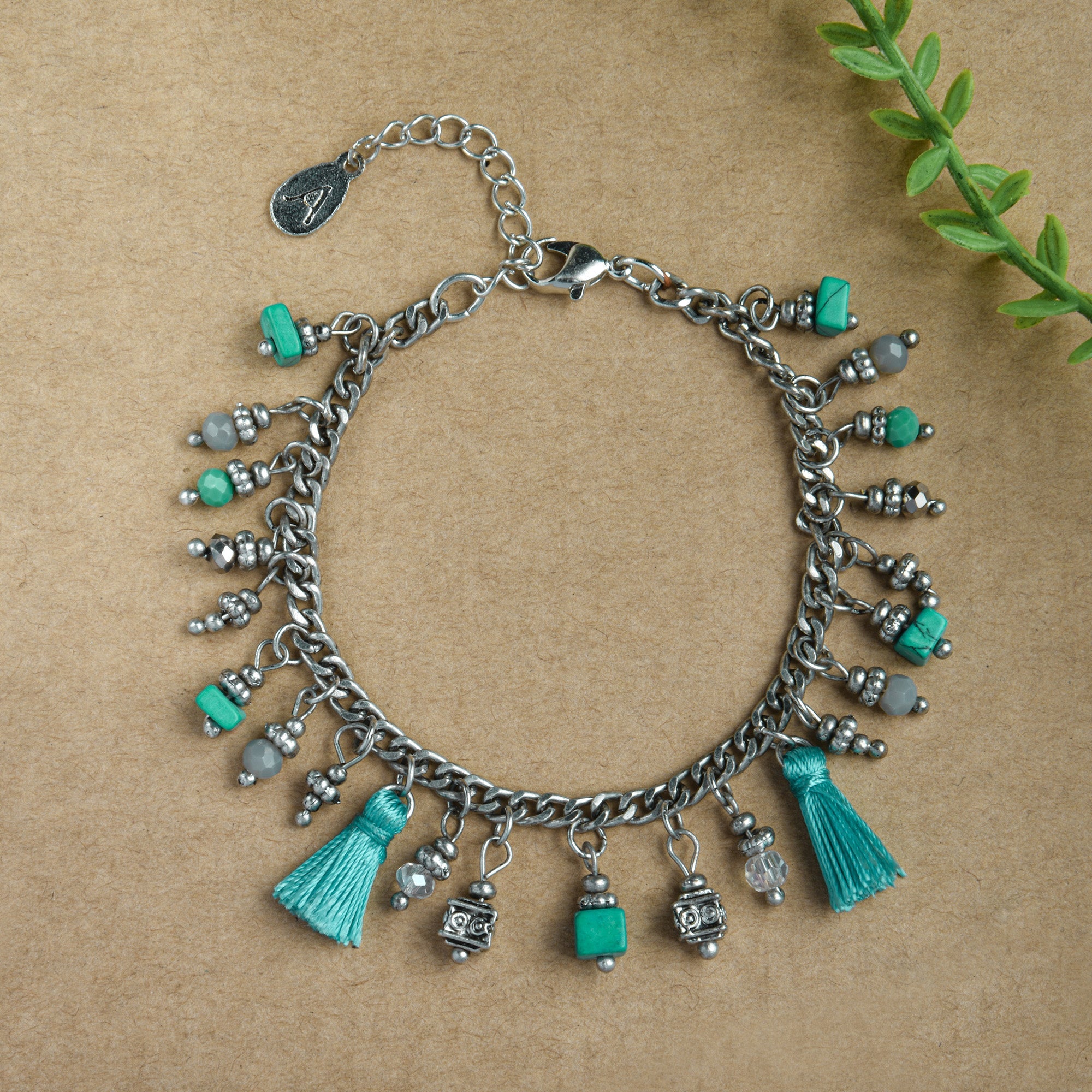 Accessorize London Women's Blue Tassel Charm Bracelet - Accessorize India
