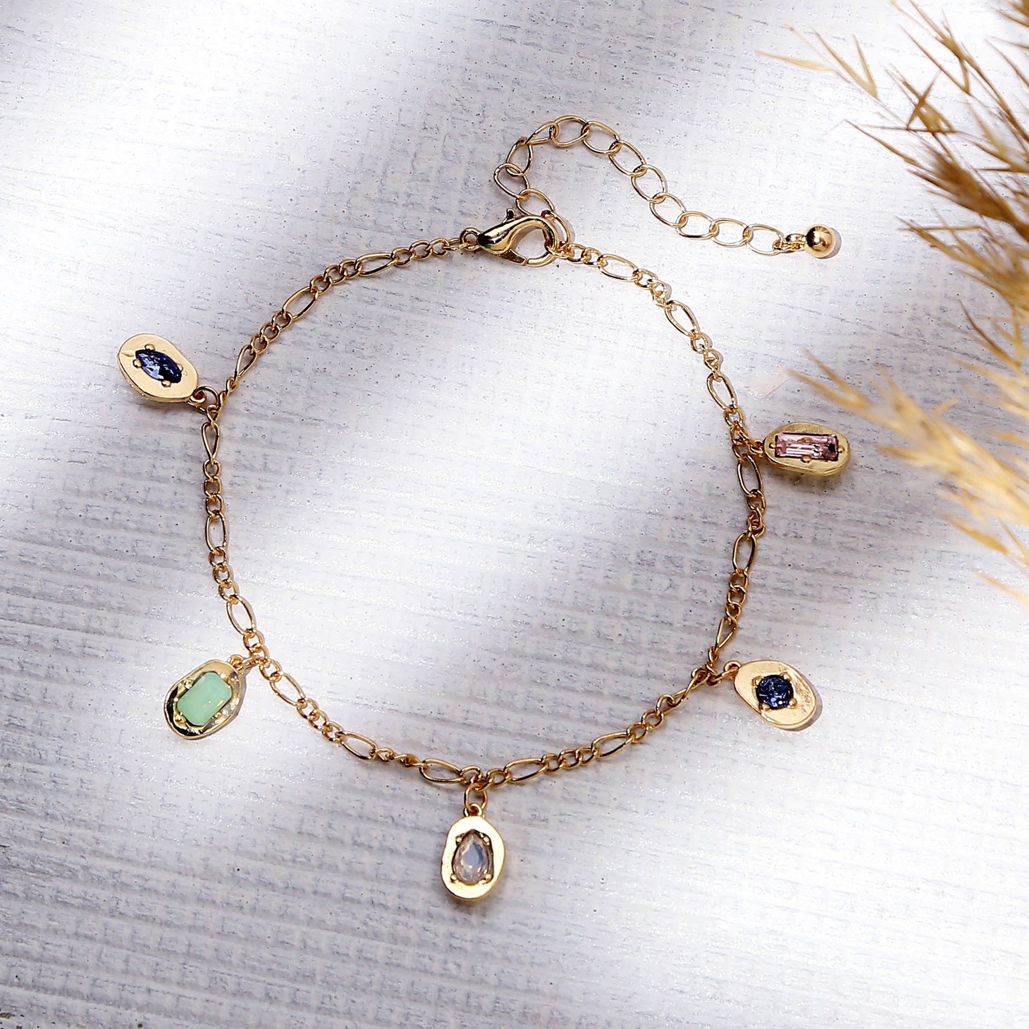 Accessorize London Women's Molten Encrusted Gem Anklet - Accessorize India
