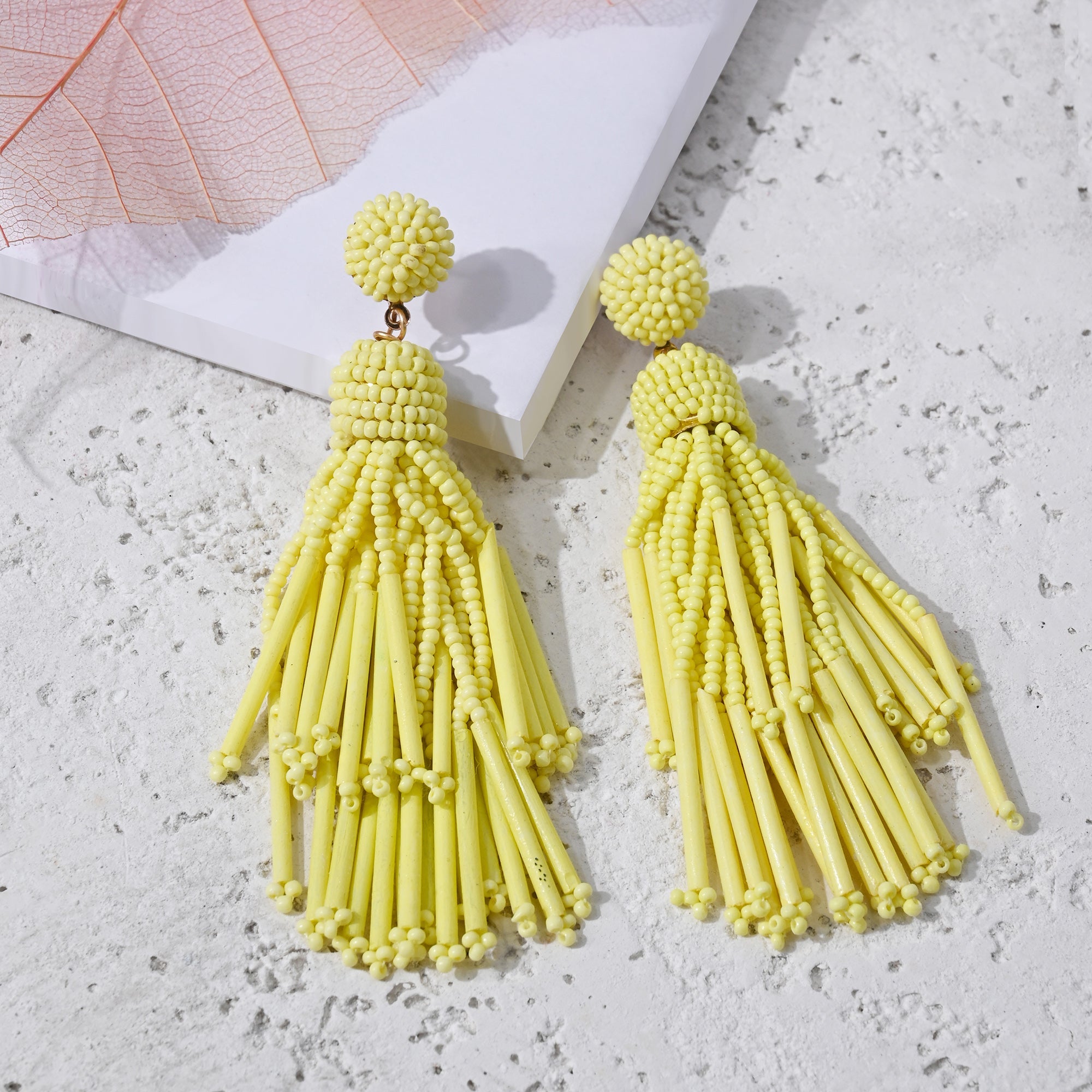 Accessorize London Women's Yellow Long Bead Tassel Earrings ...