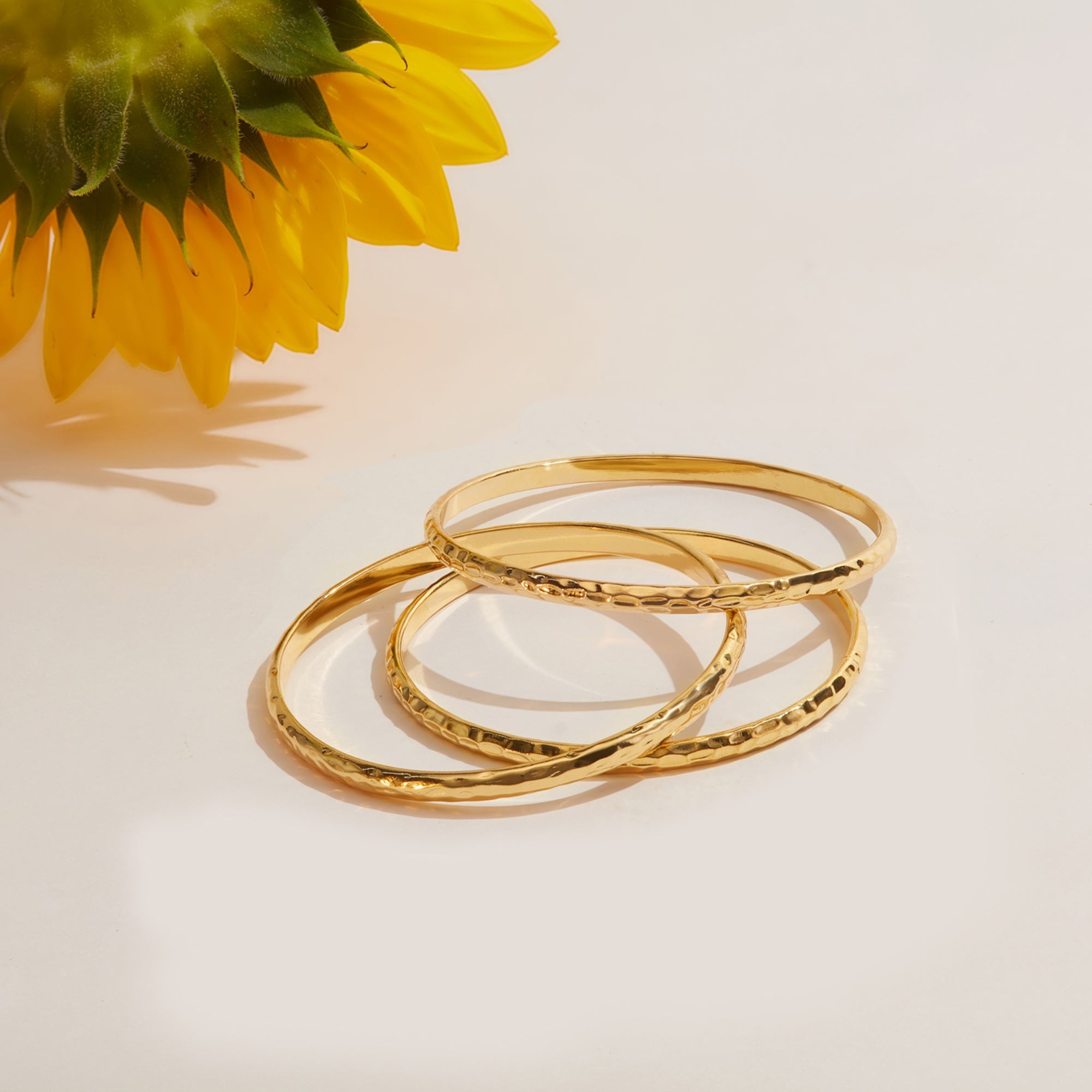 Accessorize London Women's Gold Textured Bangles Set Of 3 - Accessorize ...