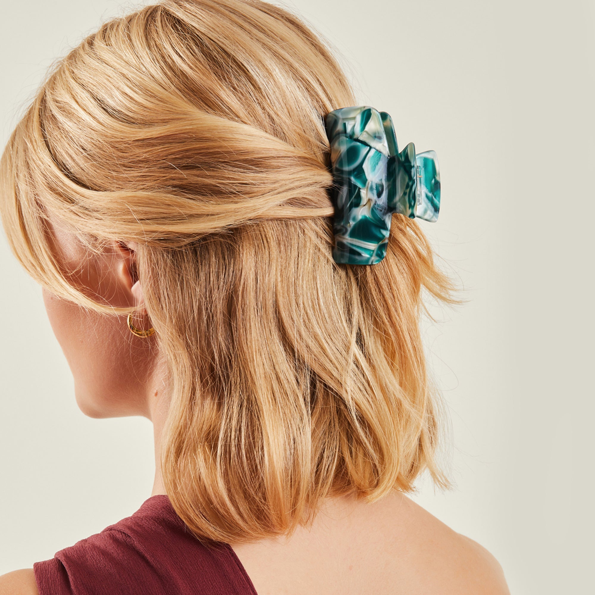 Green Marble Resin Claw Clip - Accessorize India