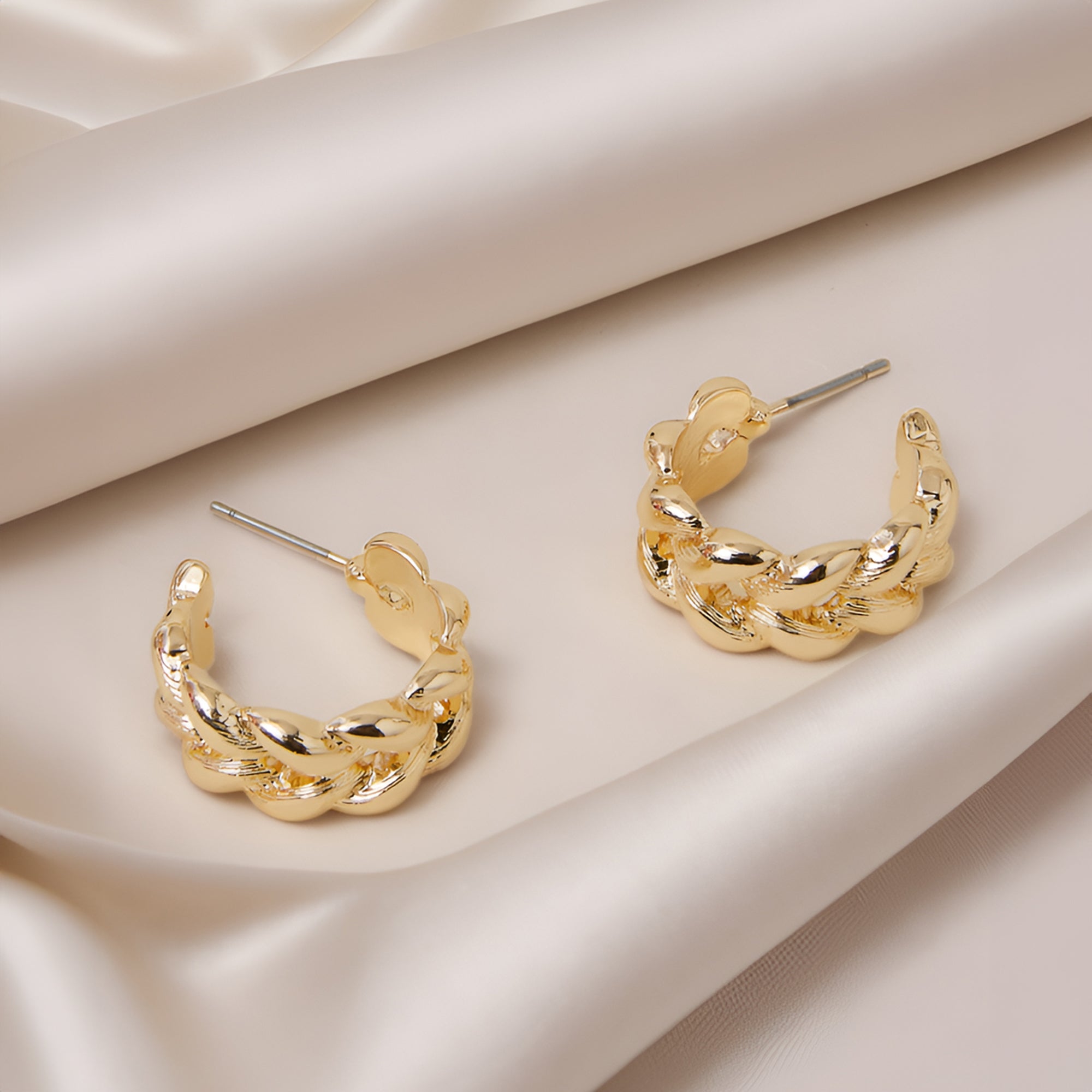 Gold Plait Hoop Earrings Pack of 3 - Accessorize India