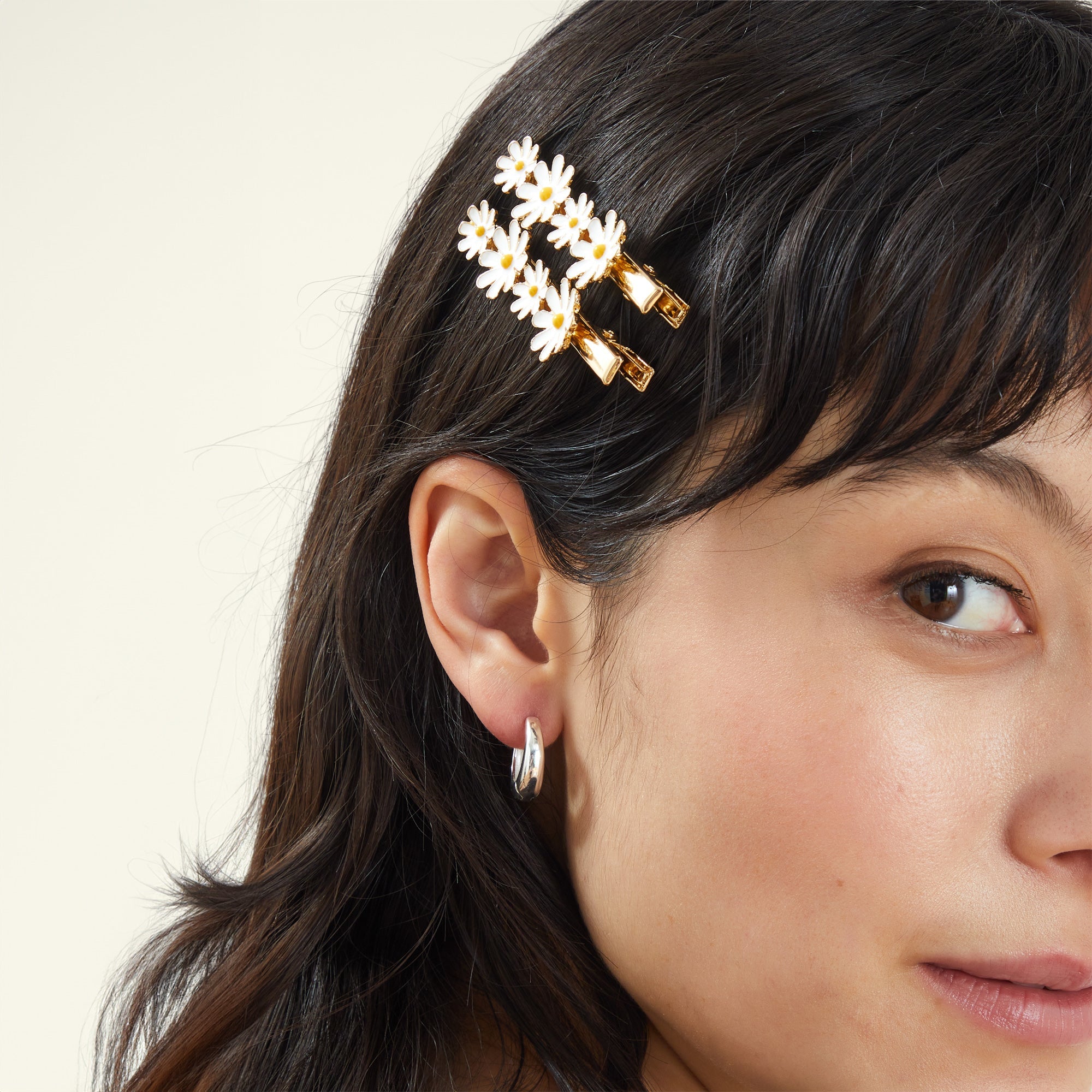 Gold Daisy Snap Clips Set Of 2