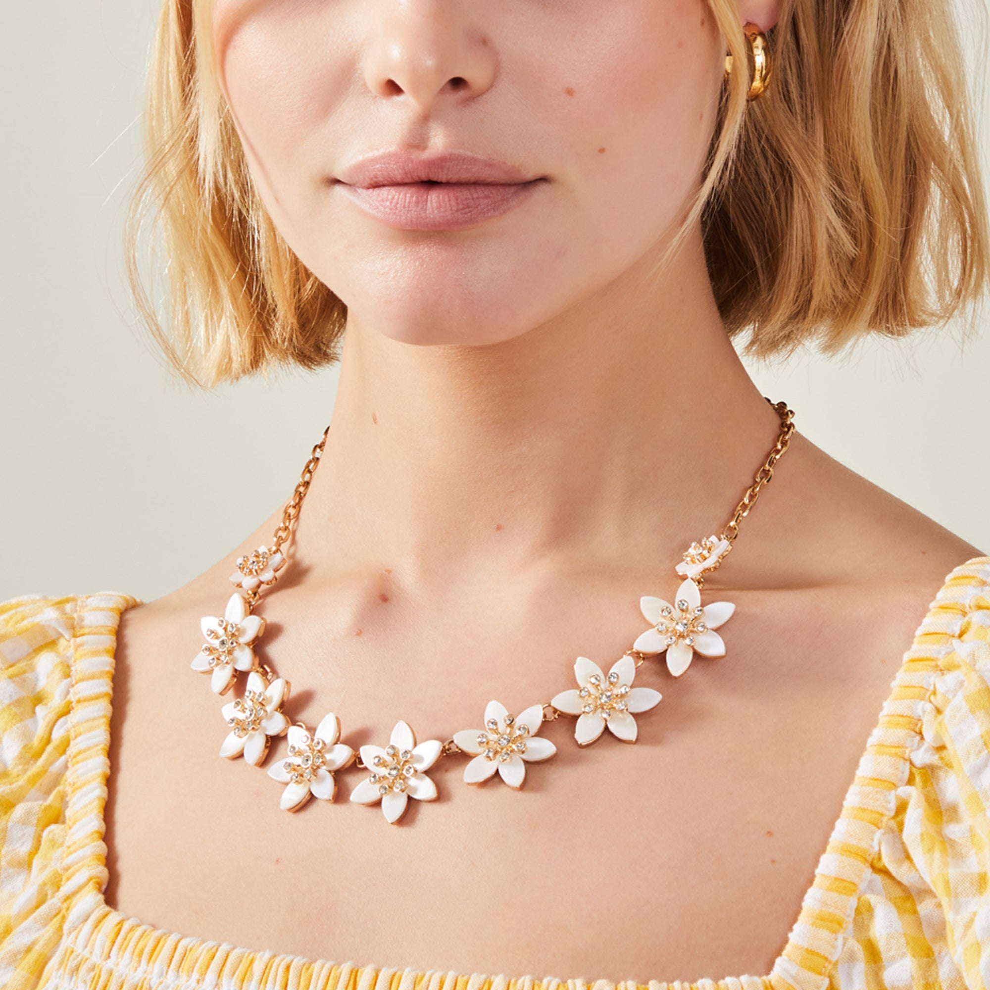 Mother of Pearl Flower Collar Necklace - Accessorize India