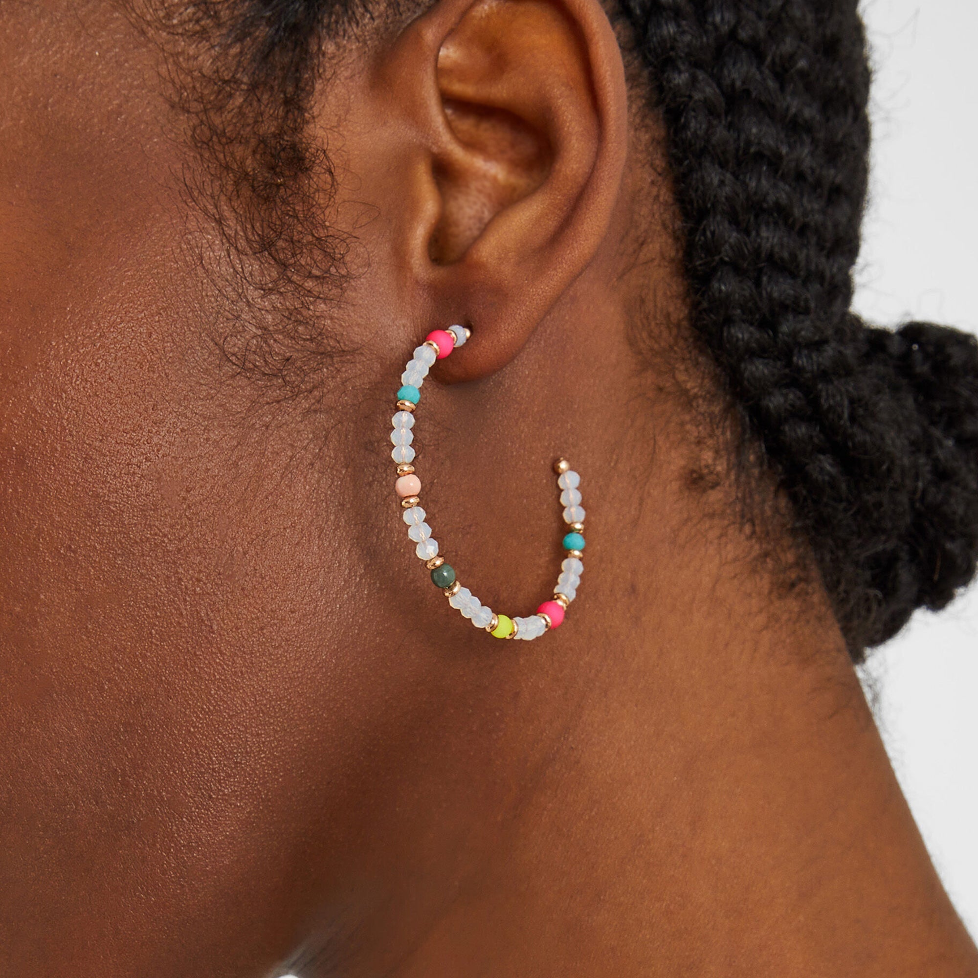 Multi Mix Beaded Hoop Earrings - Accessorize India