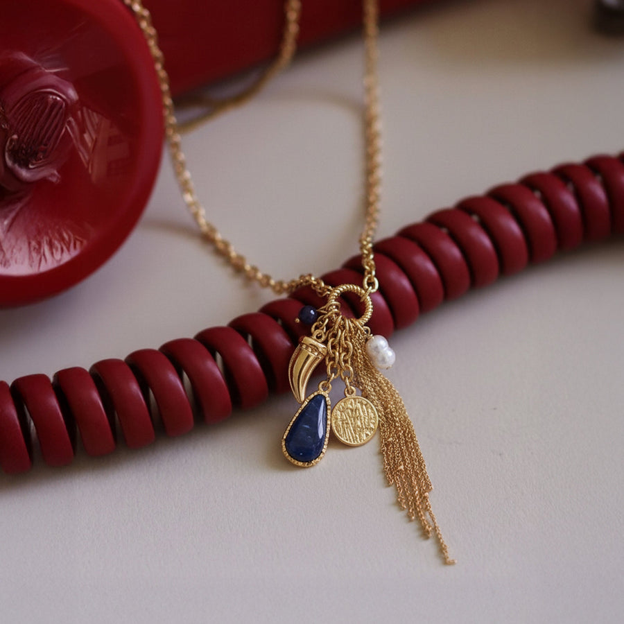 Multi Charm Tassel Pendant Necklace - Accessorize India