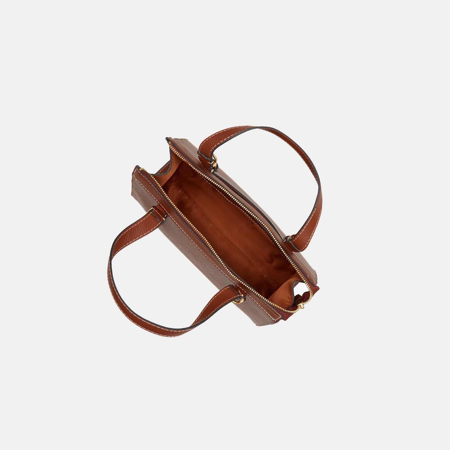 Brown Dwight Contrast Stitch Handheld Bag