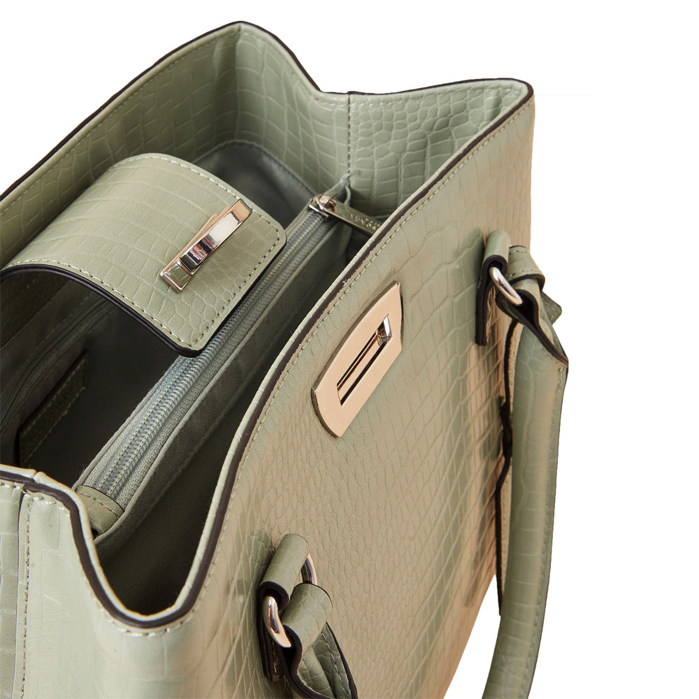 Buy Green Faux Croc Handheld Bag Online - Accessorize India