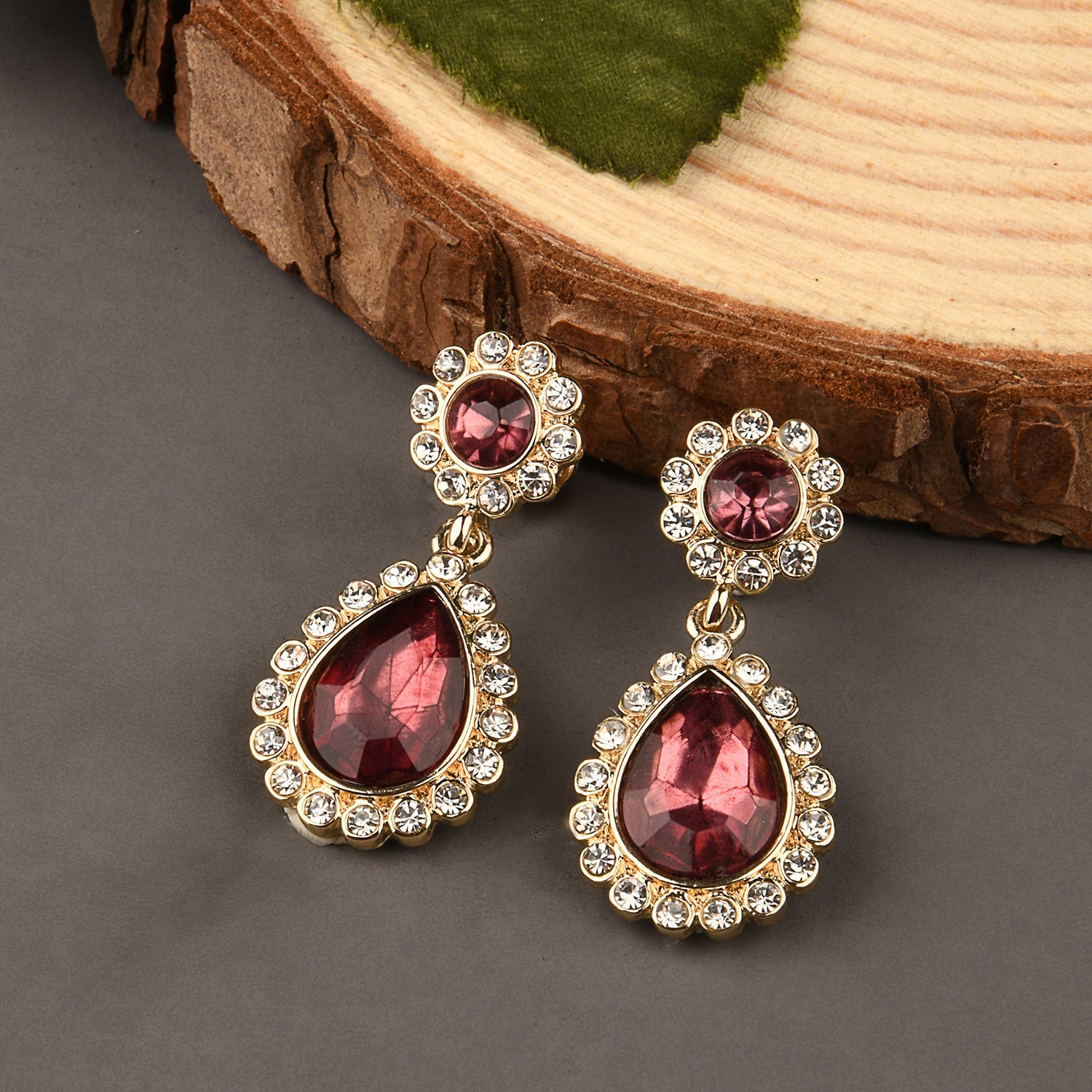 Accessorize London Women's Amber Stone Studded Teardrop Earring ...