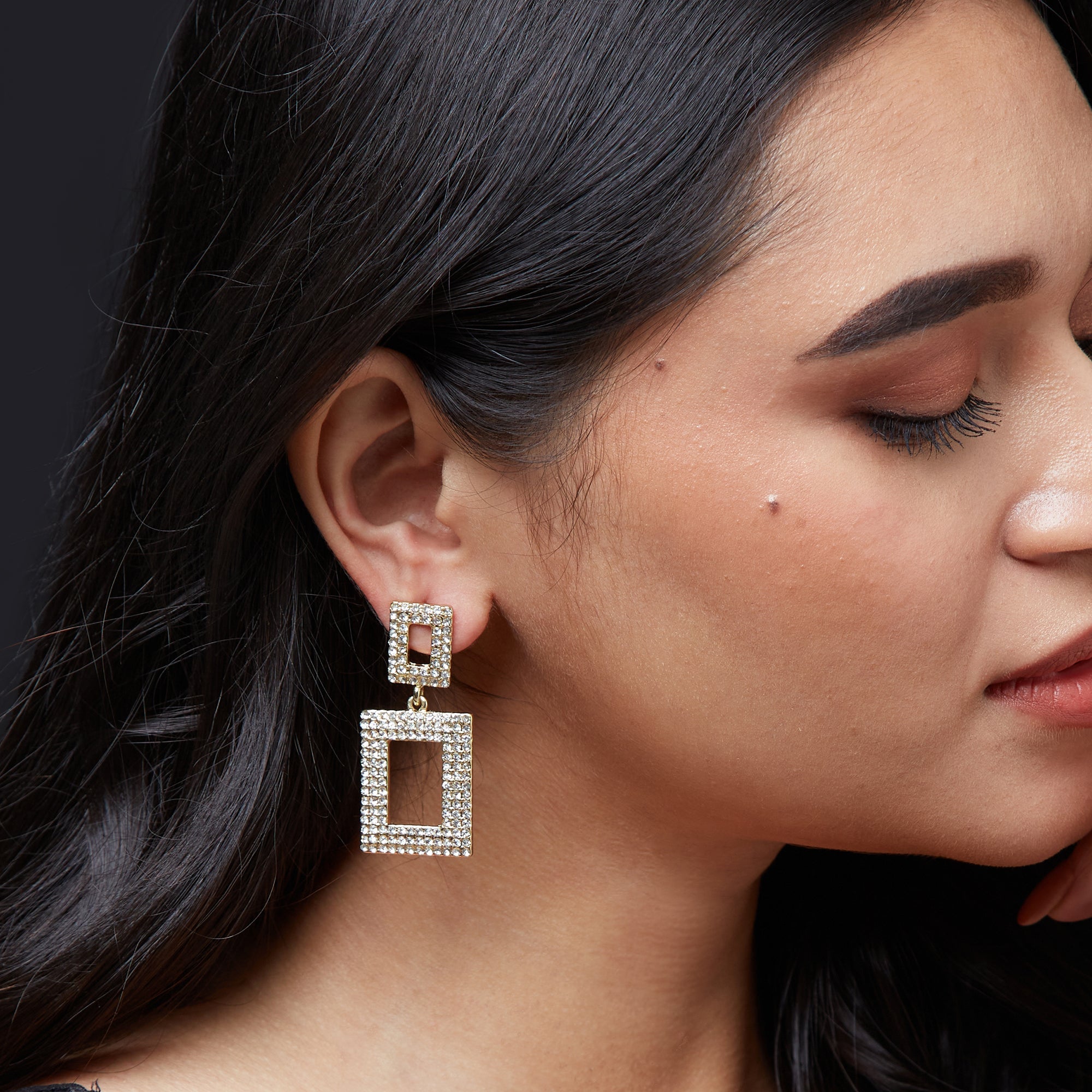Buy Crystal Geo Long Drops Earring Online - Accessorize India