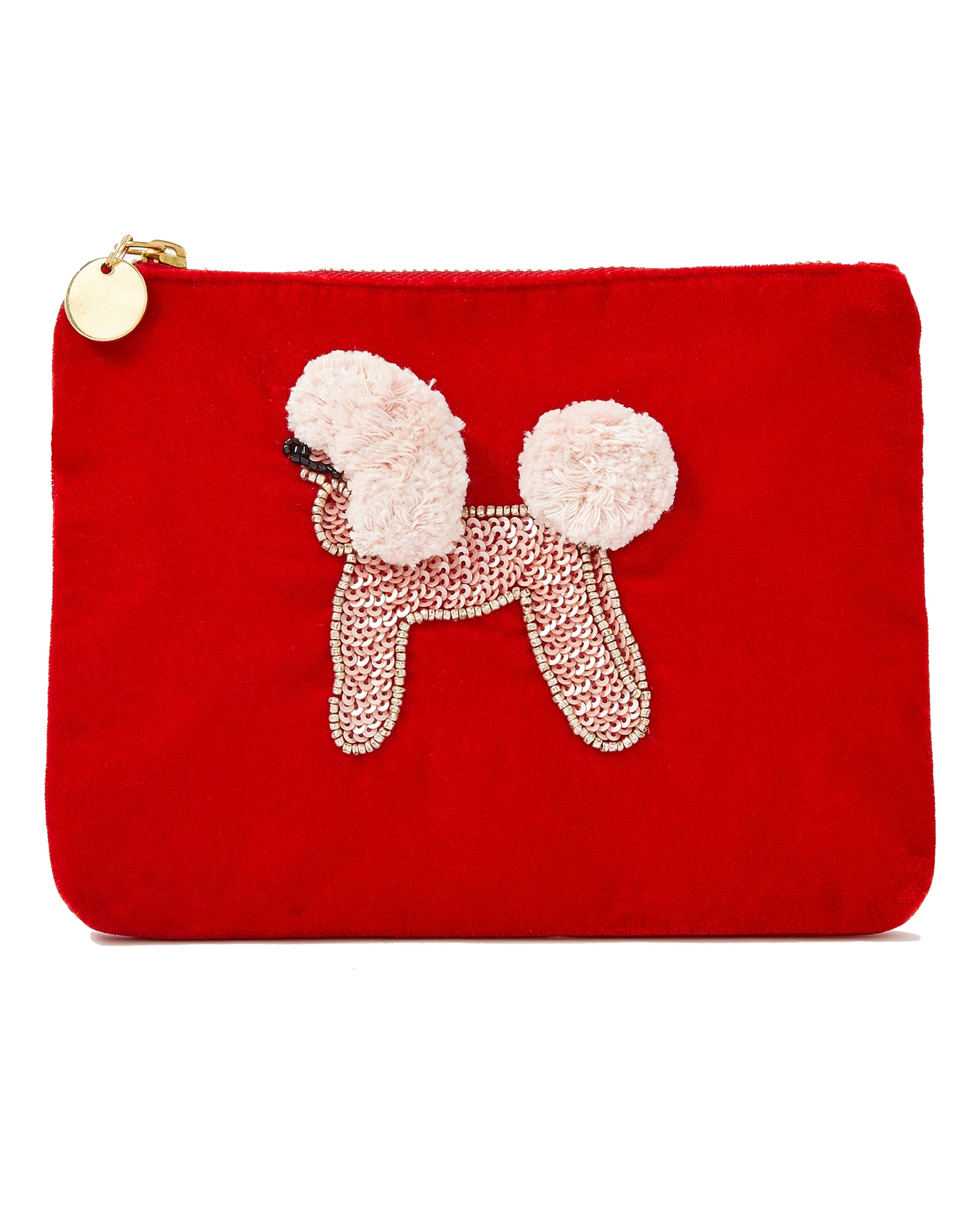Accessorize London women's Red Velvet Red Poodle Pouch wallet ...