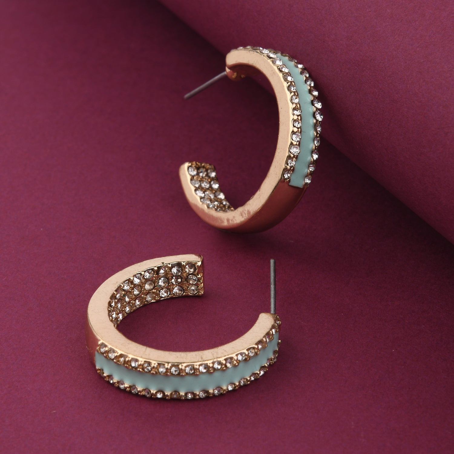 Accessorize London Women'S Blue Enamel Pave Hoop Earring - Accessorize ...