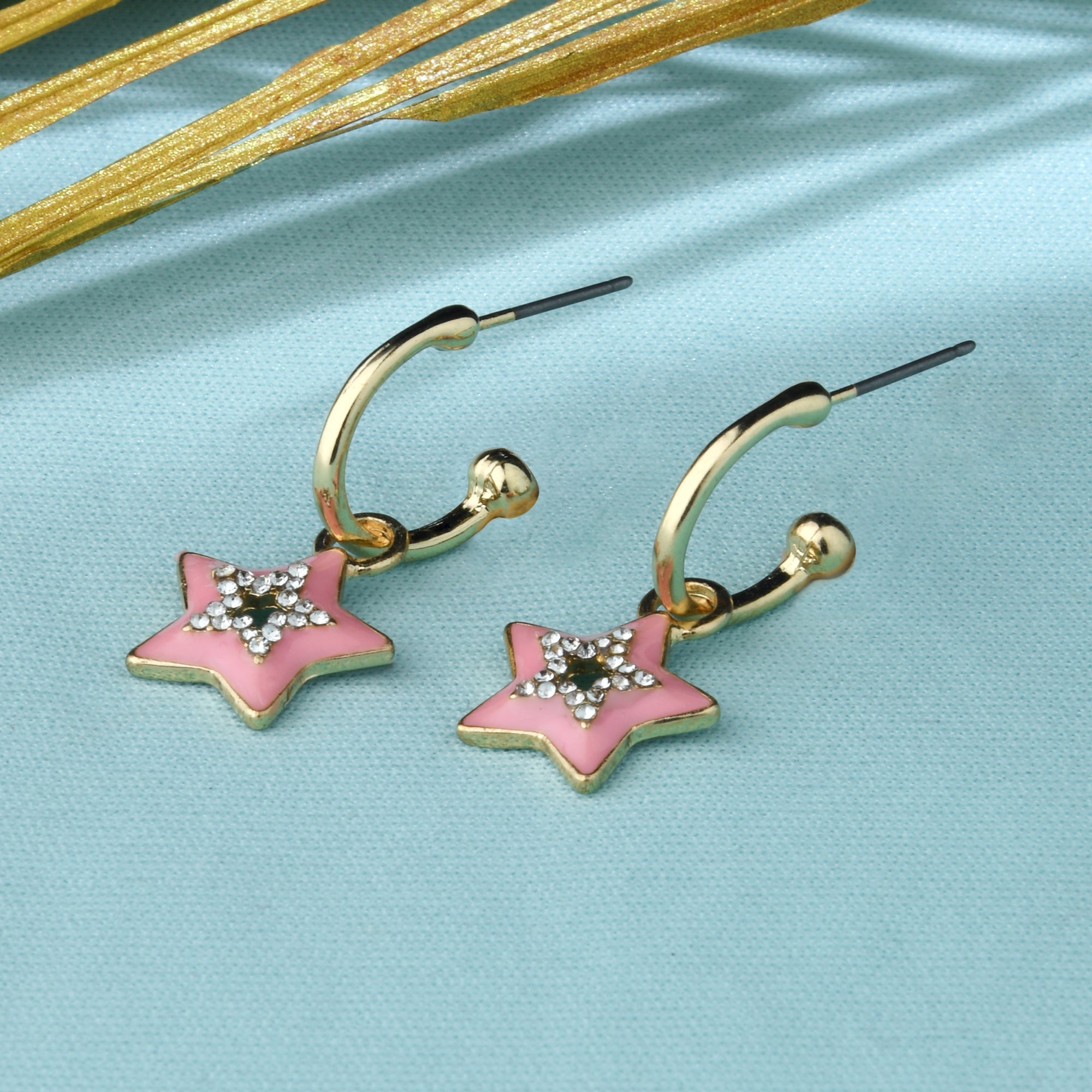 Buy Star Enamel Pave Hoop Earring