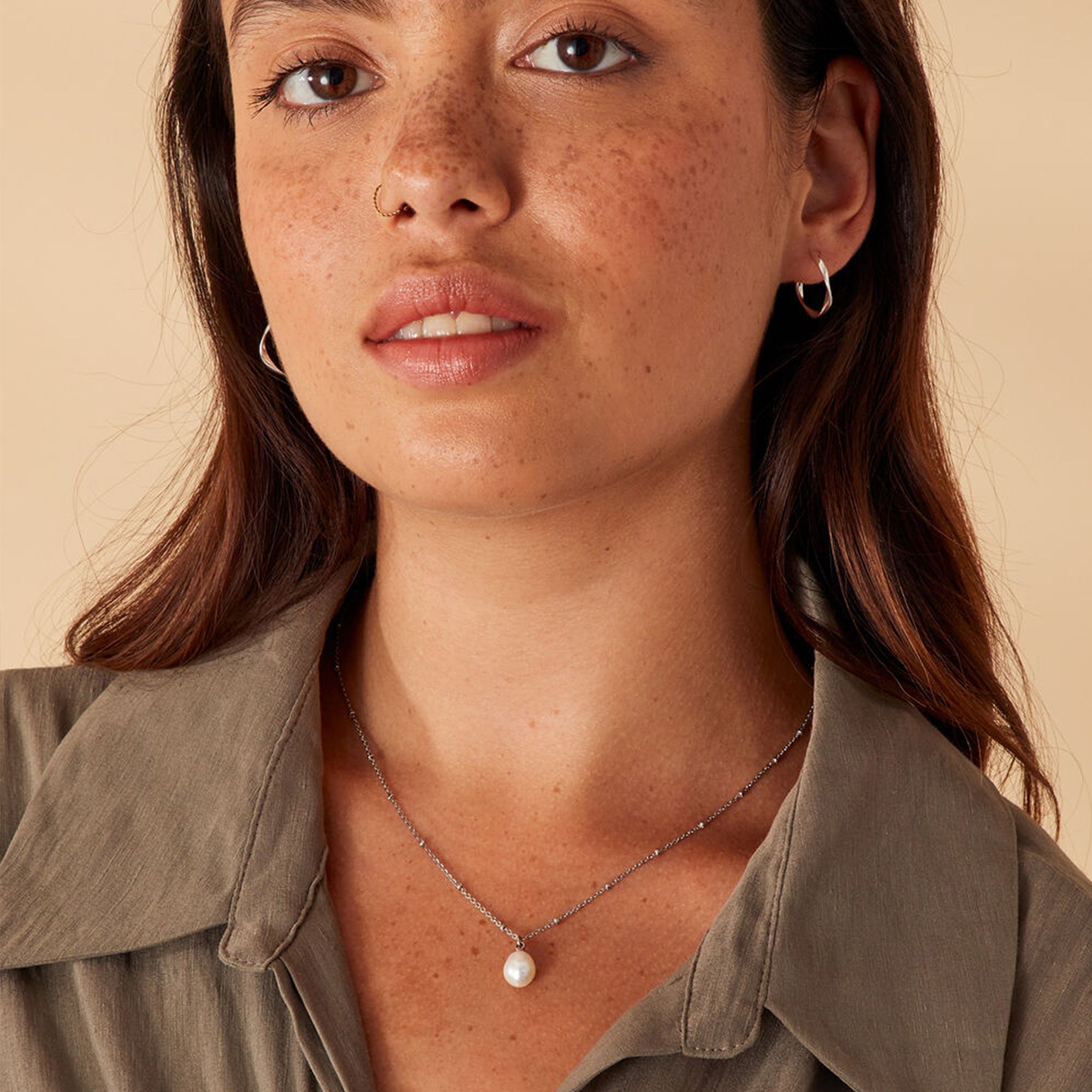 Buy Silver Plated Z Irregular Pearl Necklace - Accessorize India