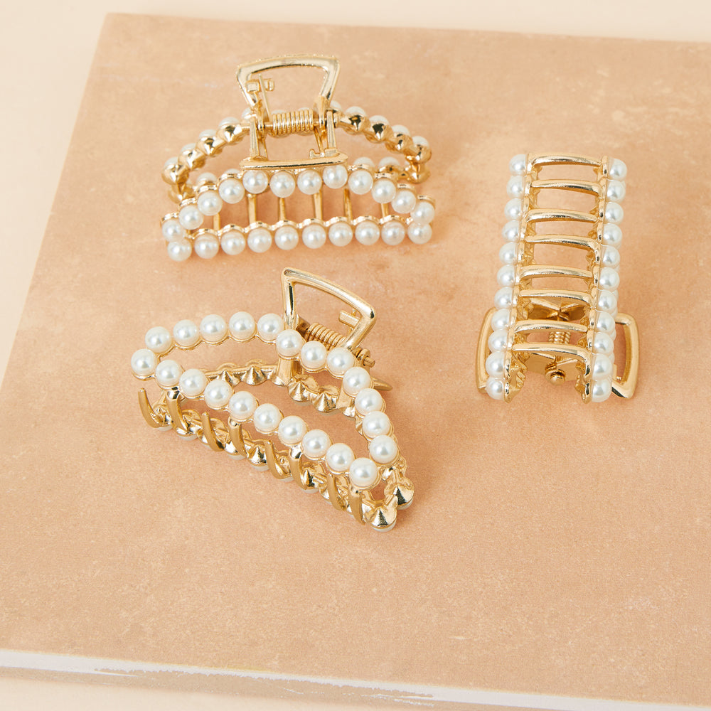 Buy Pearl 3 Medium Pearl Hair Claw Clips - Accessorize India