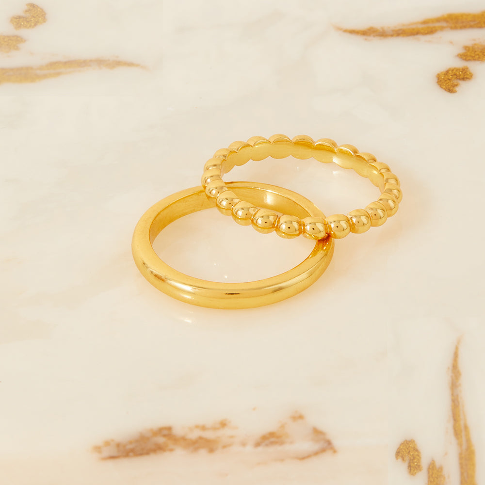 Real Gold Plated Gold Z 2 Bobble Ring Set-Small - Accessorize India